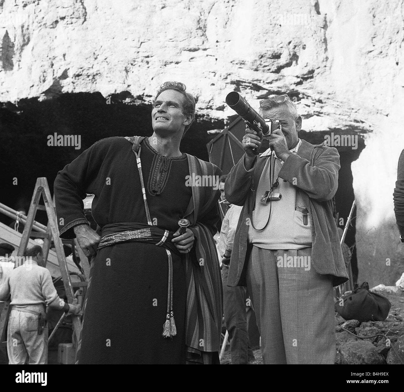 Actor Charlton Heston between takes during the making of the film Ben ...