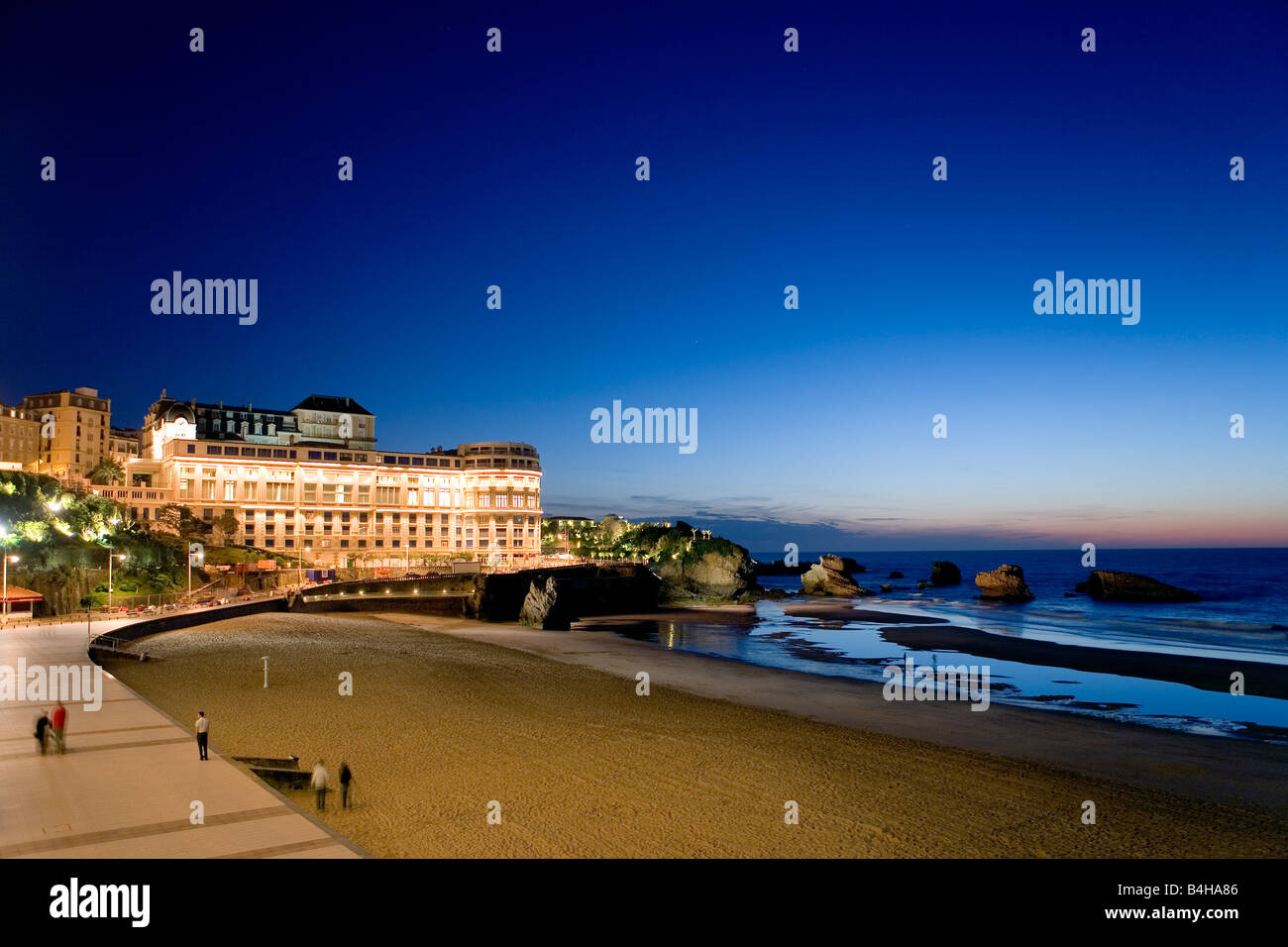 Castle on beach, Chateau de Bellevue, Grande Plage, Biarritz, Pyrenees ...