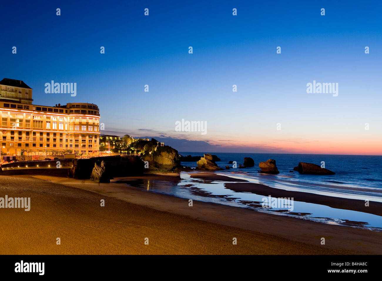 Castle on beach, Chateau de Bellevue, Grande Plage, Biarritz, Pyrenees ...