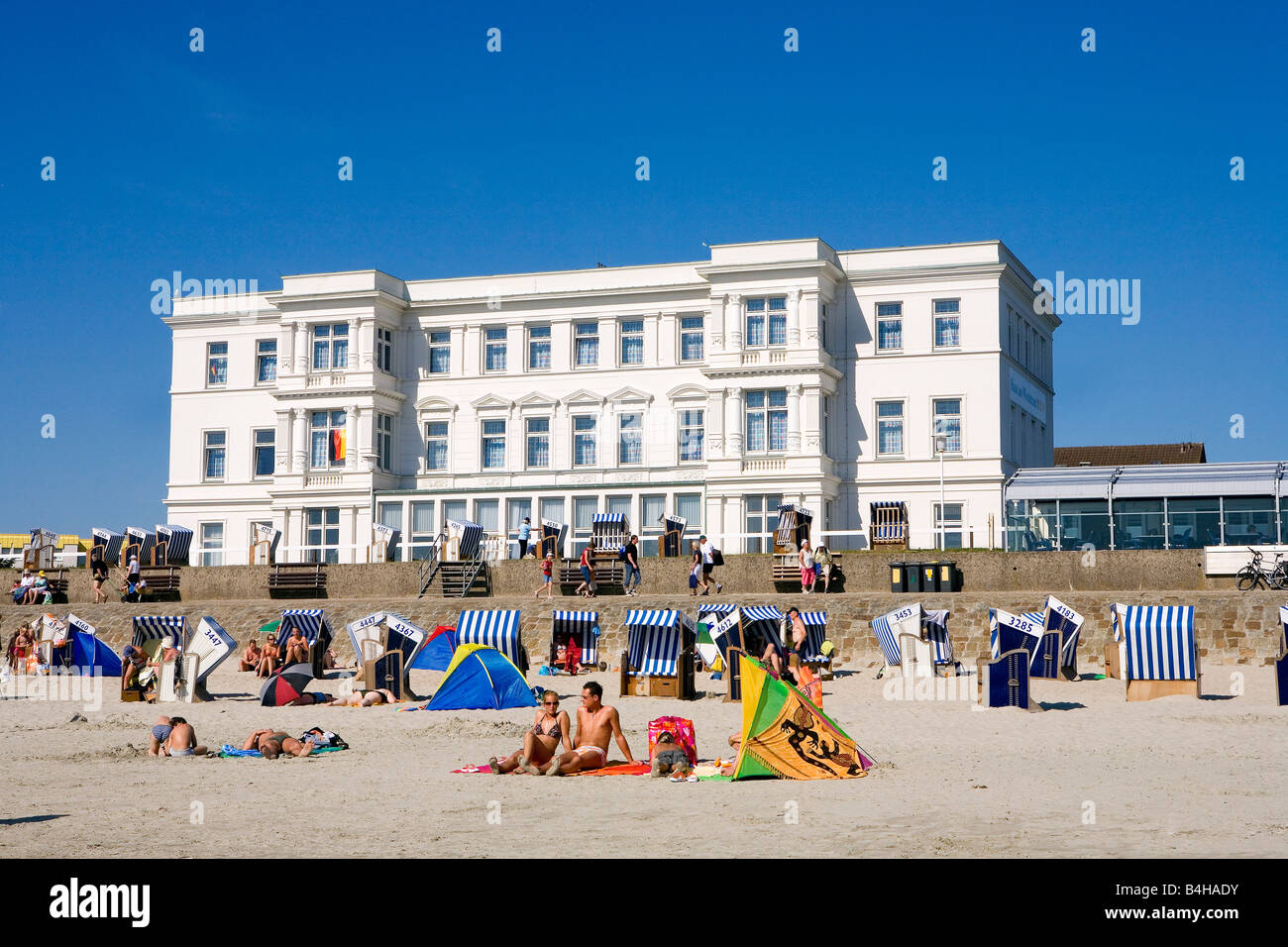Tourists on beach Western Beach Langeoog Lower Saxony Germany Stock ...
