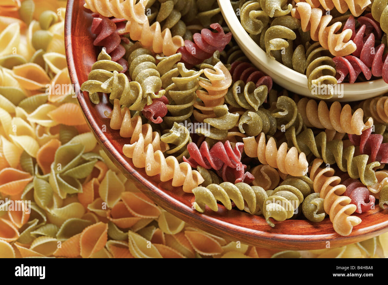 Assorted dried tricolor pasta Stock Photo - Alamy