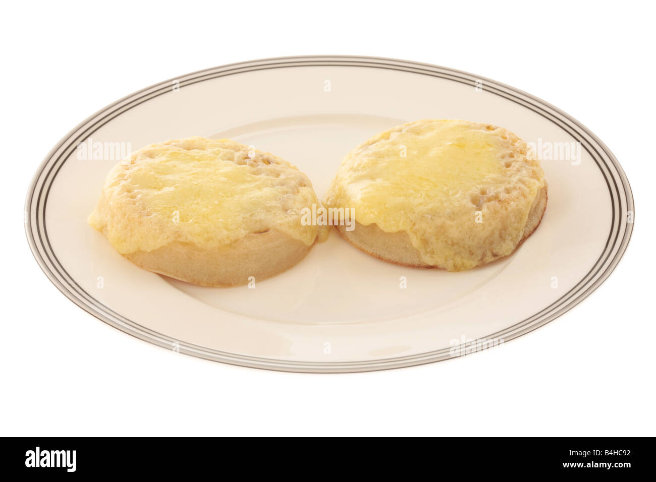 Fresh Hot Toasted Crumpets With Melted Grilled Cheese Topping Ready To ...