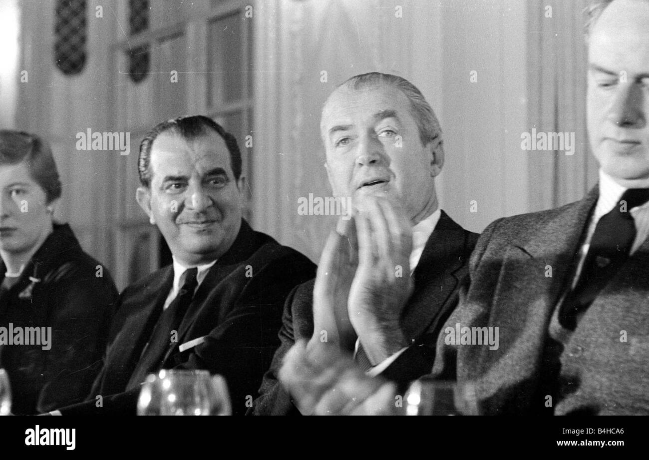 American actor James Stewart clapping his hands at Variety Club Lunch ...