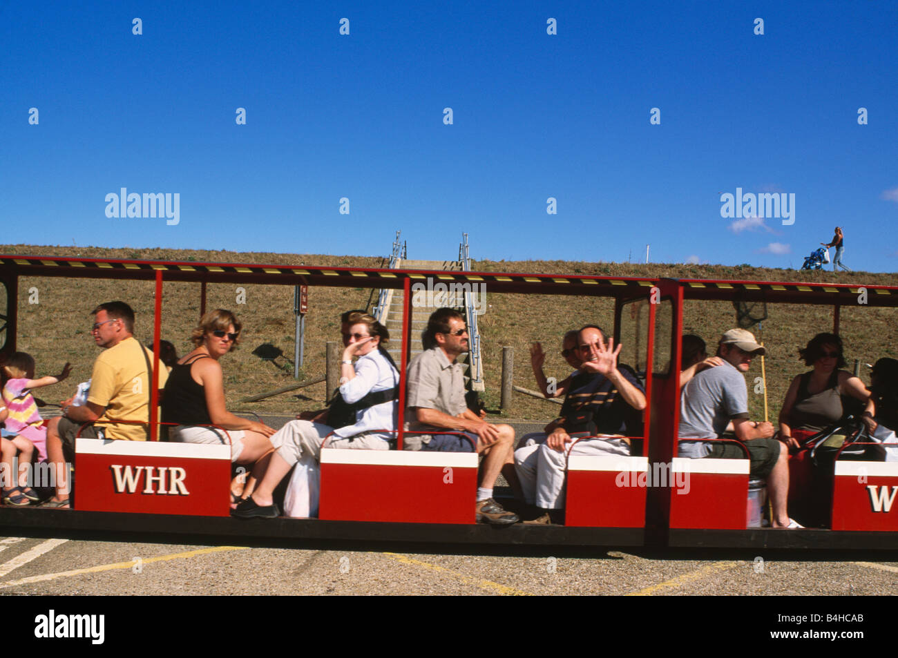 People enjoying a ride on miniature train in Norfolk Stock Photo - Alamy
