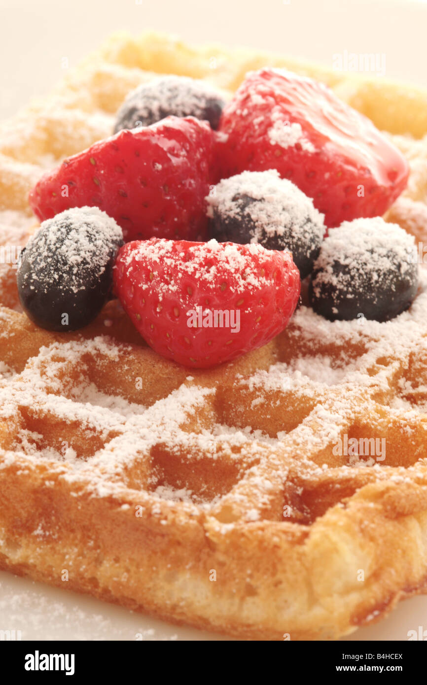 Waffle with Mixed Berries Stock Photo - Alamy