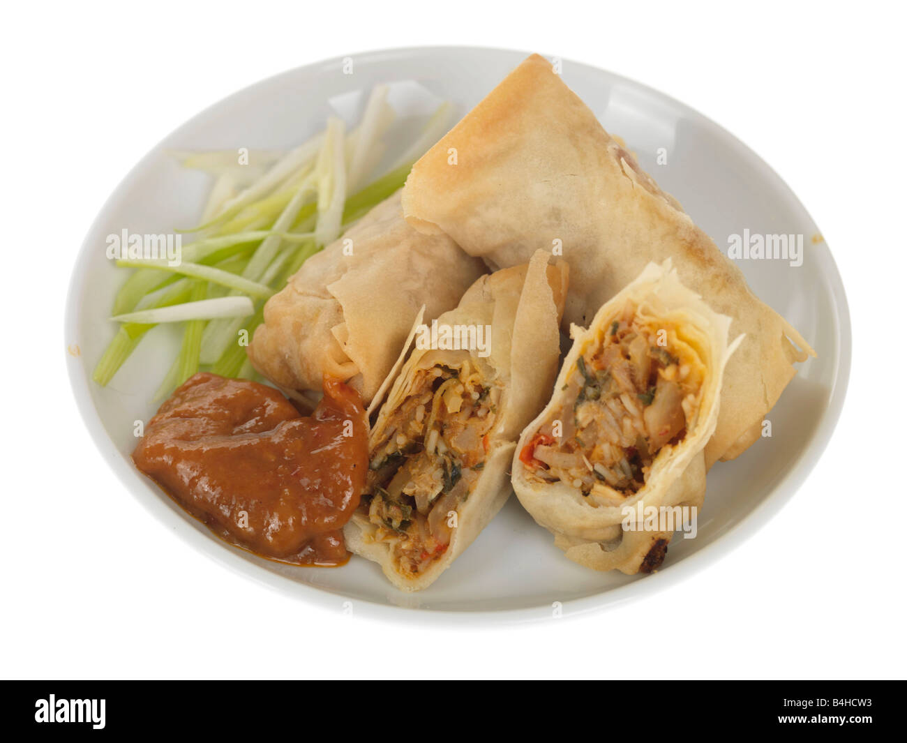 Fresh Tasty Chinese Crispy Duck Rolls Ready To Eat Isolated Against A ...