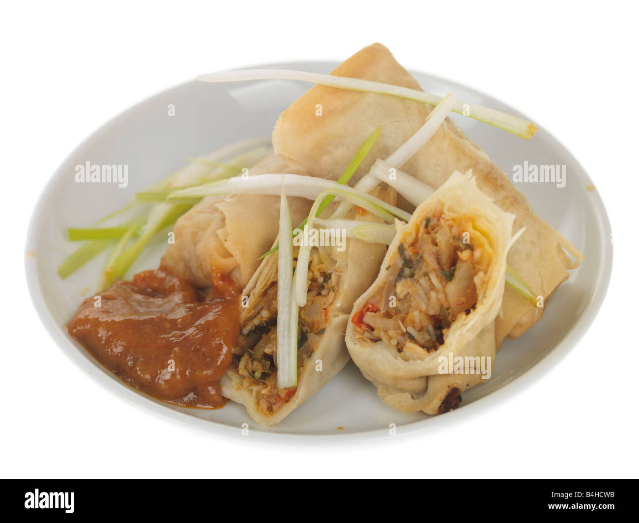 Fresh Tasty Chinese Crispy Duck Rolls Ready To Eat Isolated Against A ...