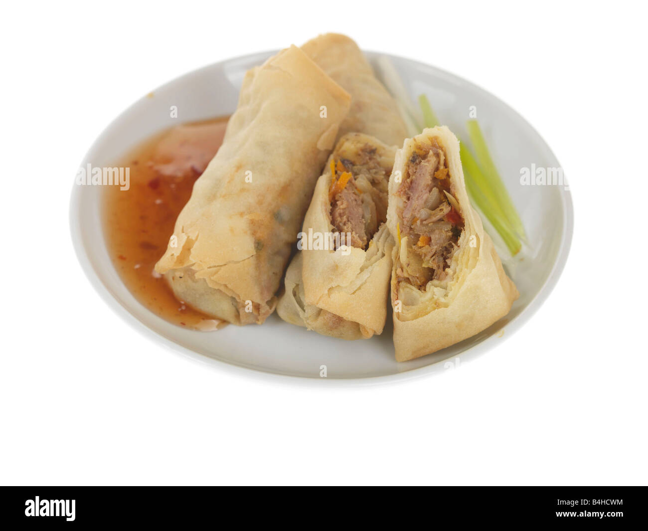 Fresh Tasty Chinese Crispy Duck Rolls Ready To Eat Isolated Against A ...