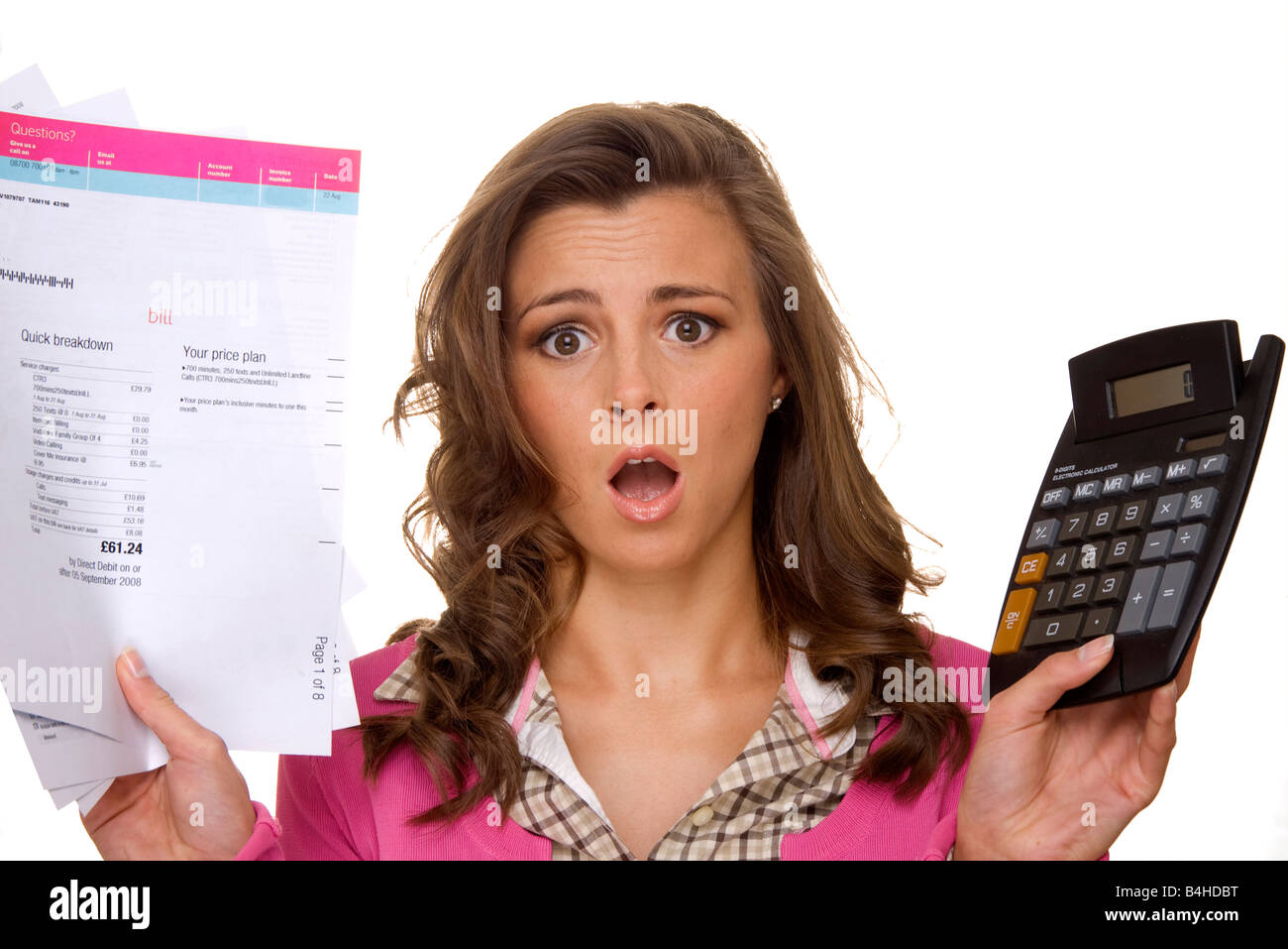 woman shocked on how much bill is Stock Photo - Alamy