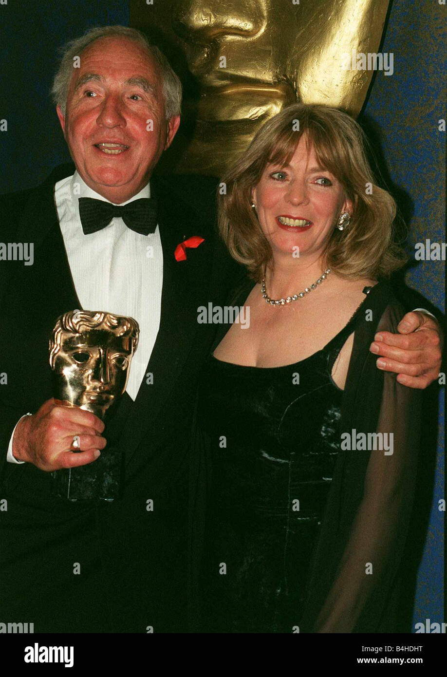 Nigel Hawthorne actor with actress Alison Steadman at Bafta Awards at ...