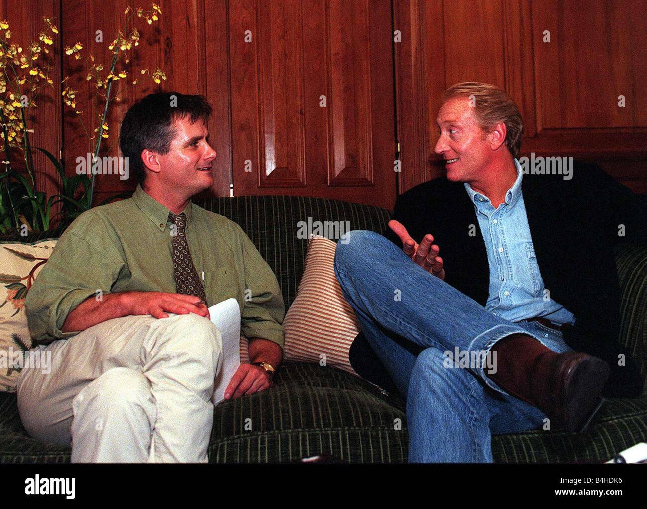 Brian Reade Mirror journalist chatting to actor Charles Dance in London ...