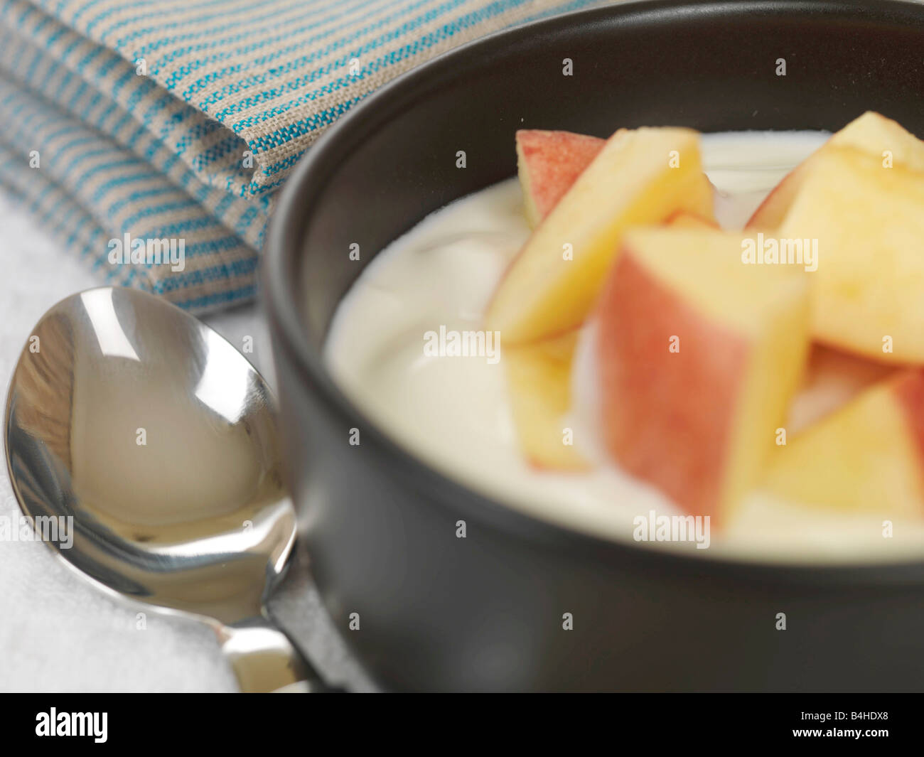 Natural Yogurt with Apple Stock Photo - Alamy