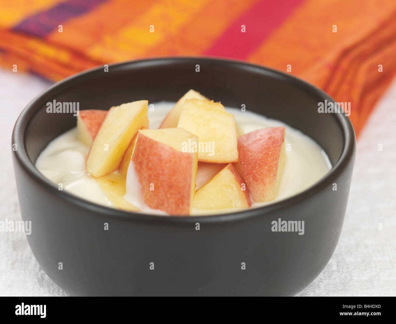 Natural Yogurt with Apple Stock Photo - Alamy