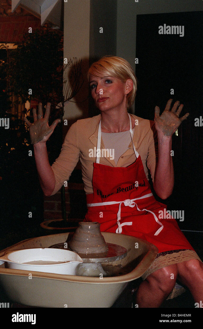 Michelle Collins Actress March 98 Trying her hands on the potters well ...
