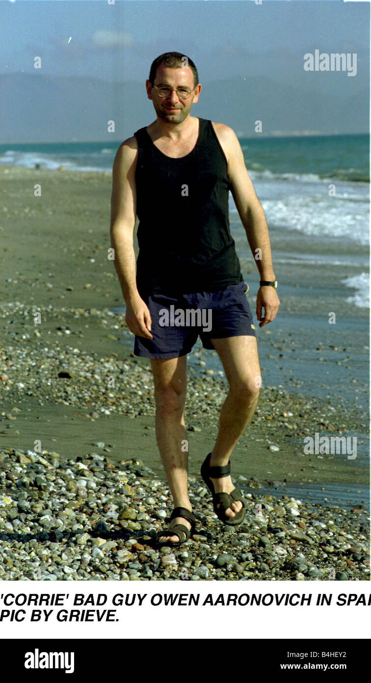 Owen Aaronovitch actor on beach in Spain March 1998 who has fled from ...