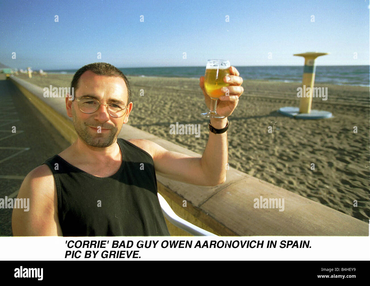 Owen Aaronovitch actor on beach in Spain March 1998 who has fled from ...