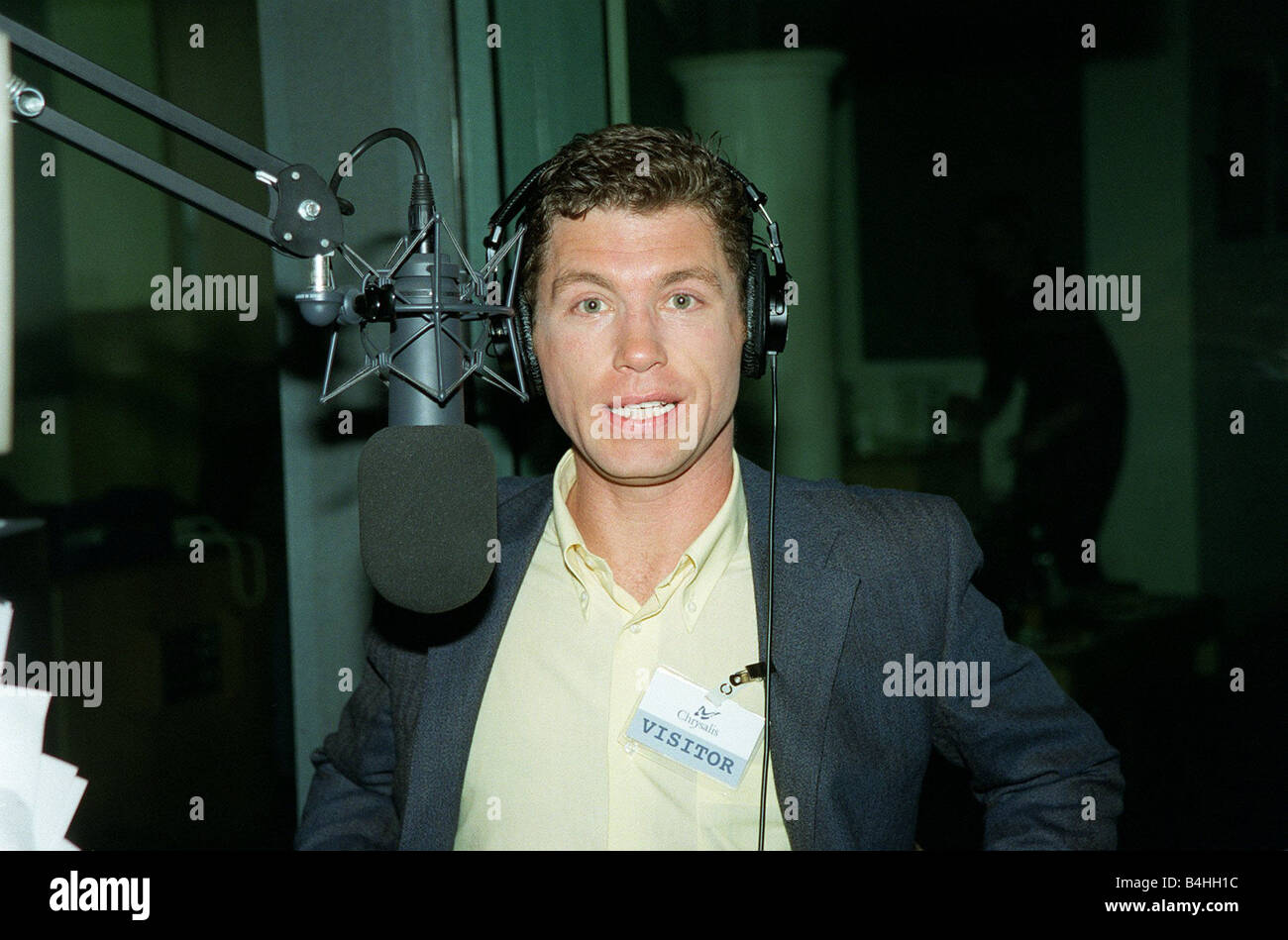 Lee Evans Comedian Actor October 98 At Capital radio wearing headphones ...