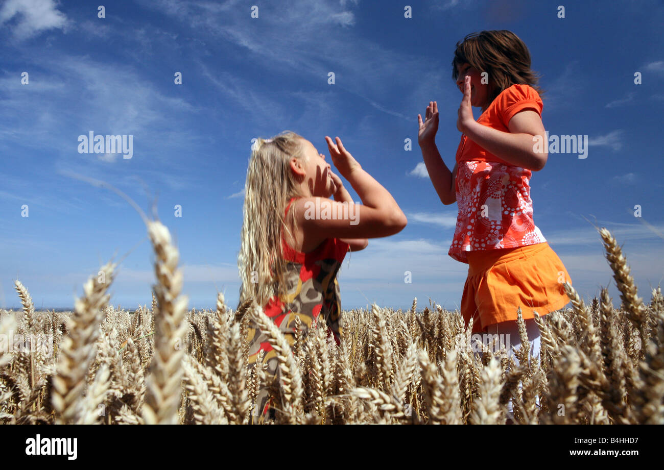 Children playing in field Stock Photo - Alamy