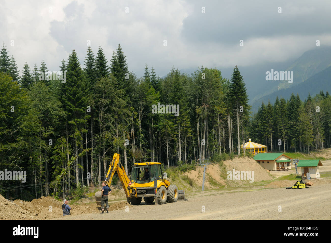 Construction of ski trace for Winter Olympics 2014, Sochi, Russia Stock ...