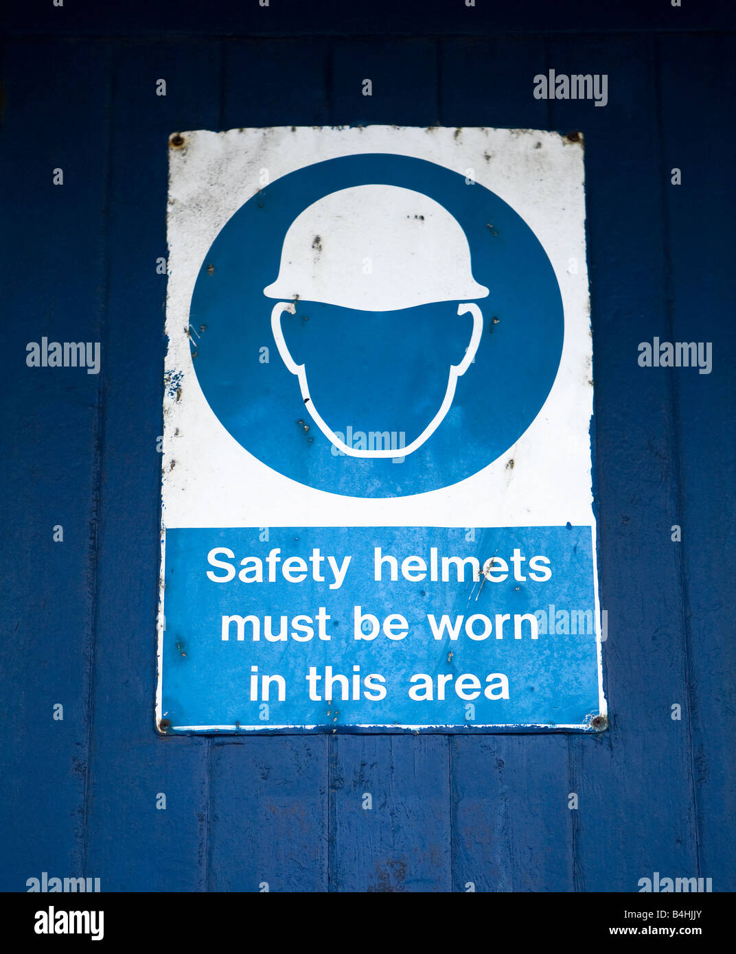 Safety Helmet Warning Sign Stock Photo - Alamy