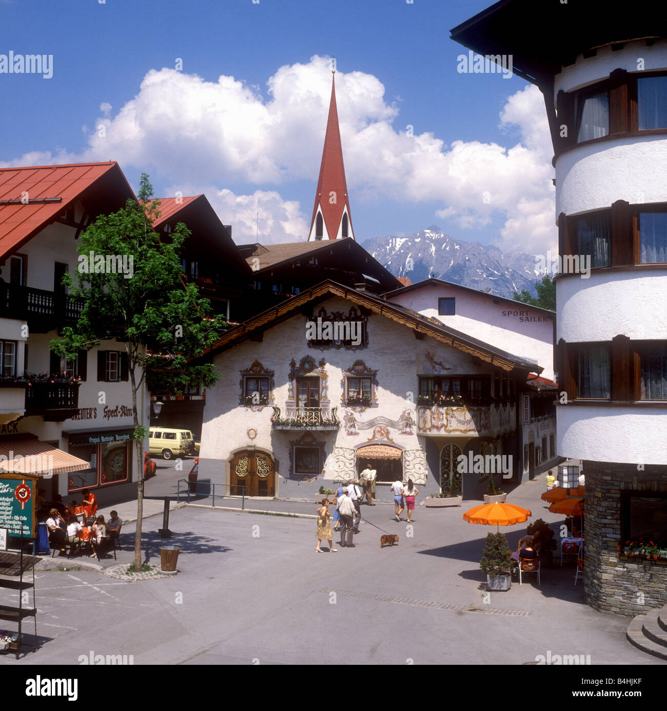 Scene in Seefeld village centre Stock Photo - Alamy