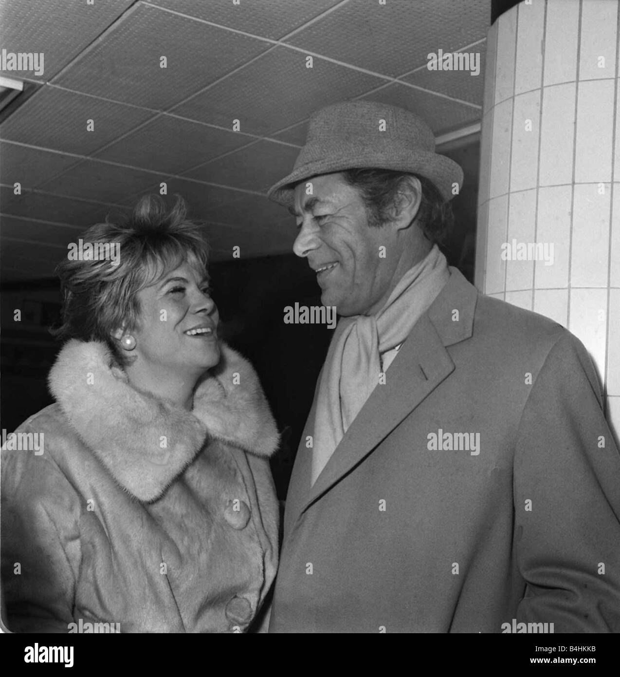 Rex Harrison actor with wife Rachel Roberts at LAP April 1964 Stock ...