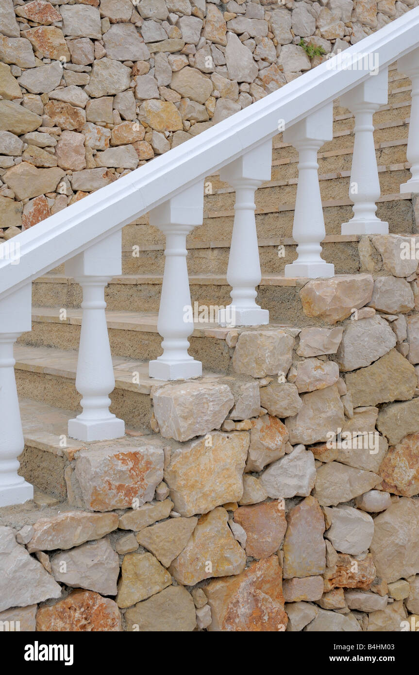 Stairs and white balustrade Stock Photo - Alamy