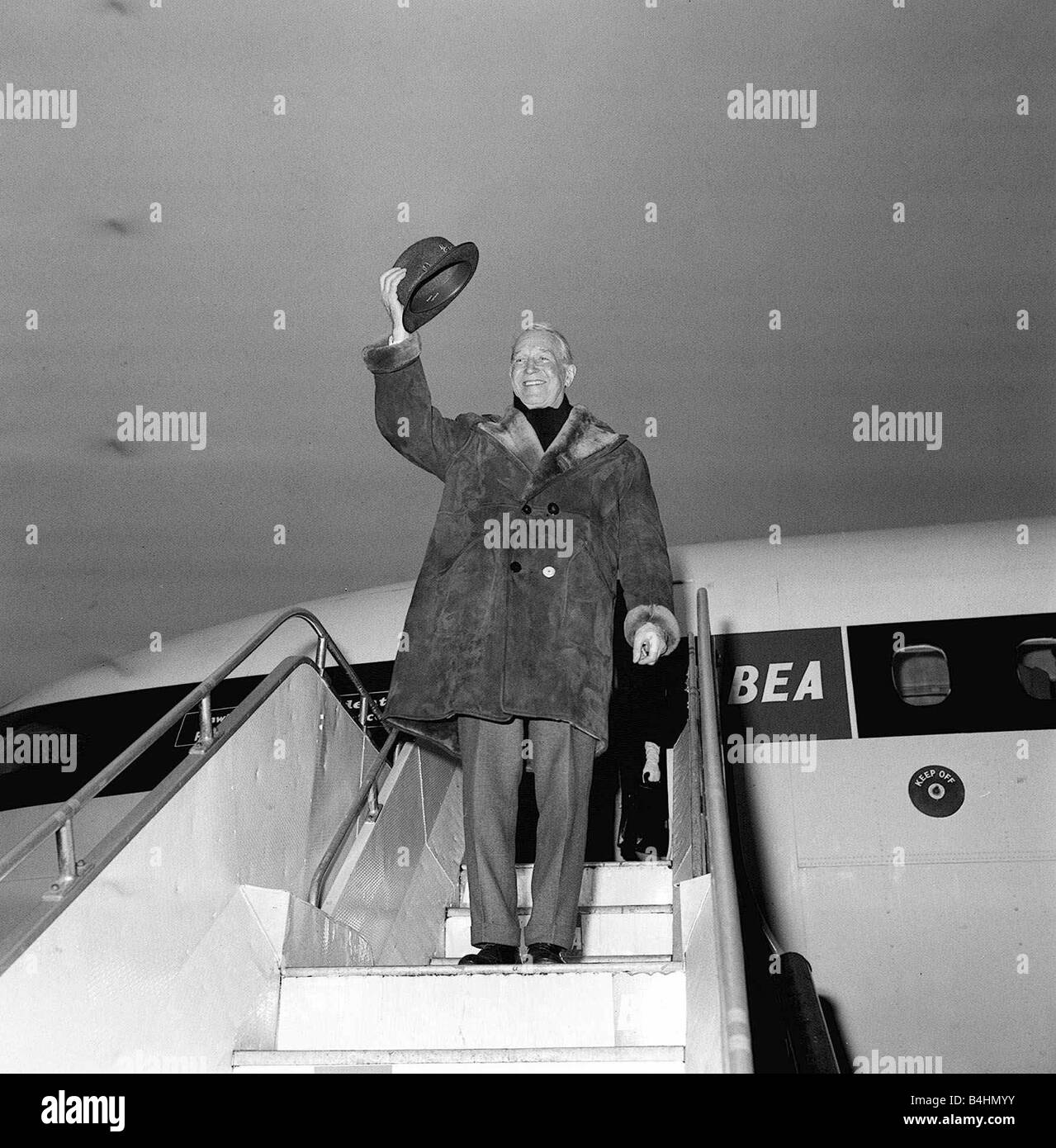 Maurice Chevalier Actor Feb 1968 arriving at Heathrow from Amsterdam ...