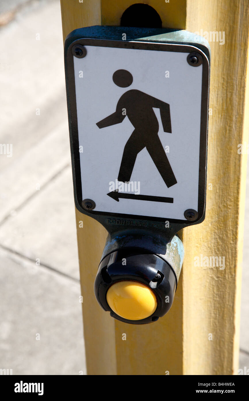 Walk button on traffic signal Stock Photo - Alamy