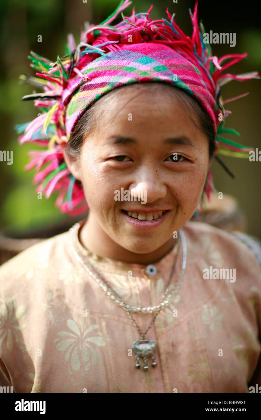 White Hmong tribeswoman at the village of Pho Bang, Sung La, Vietnam ...