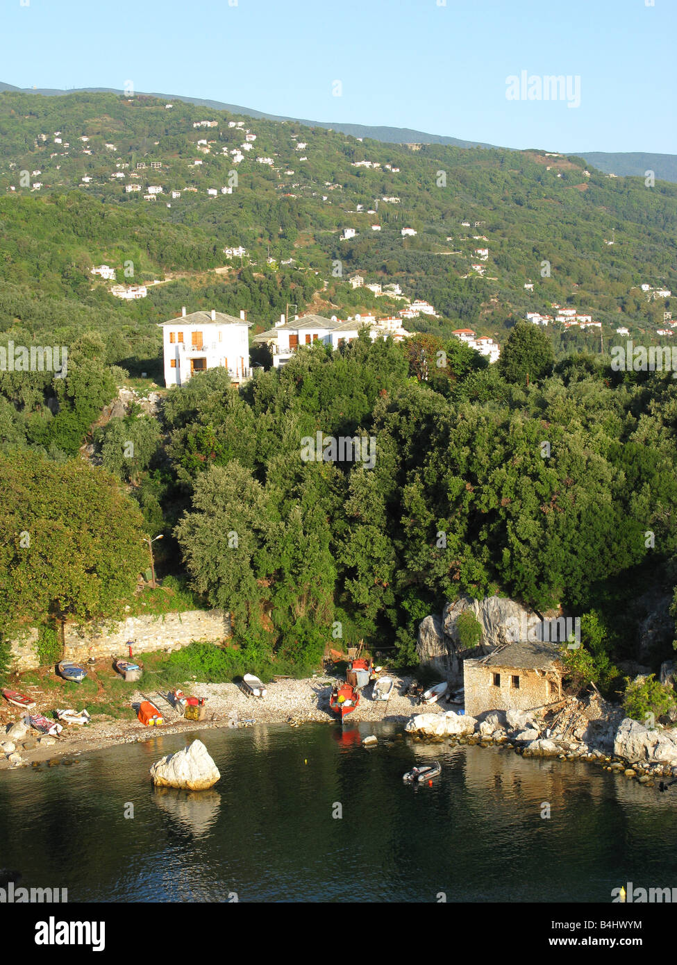 GREECE. The Pelion Peninsula. The village and harbour of Damouchari ...