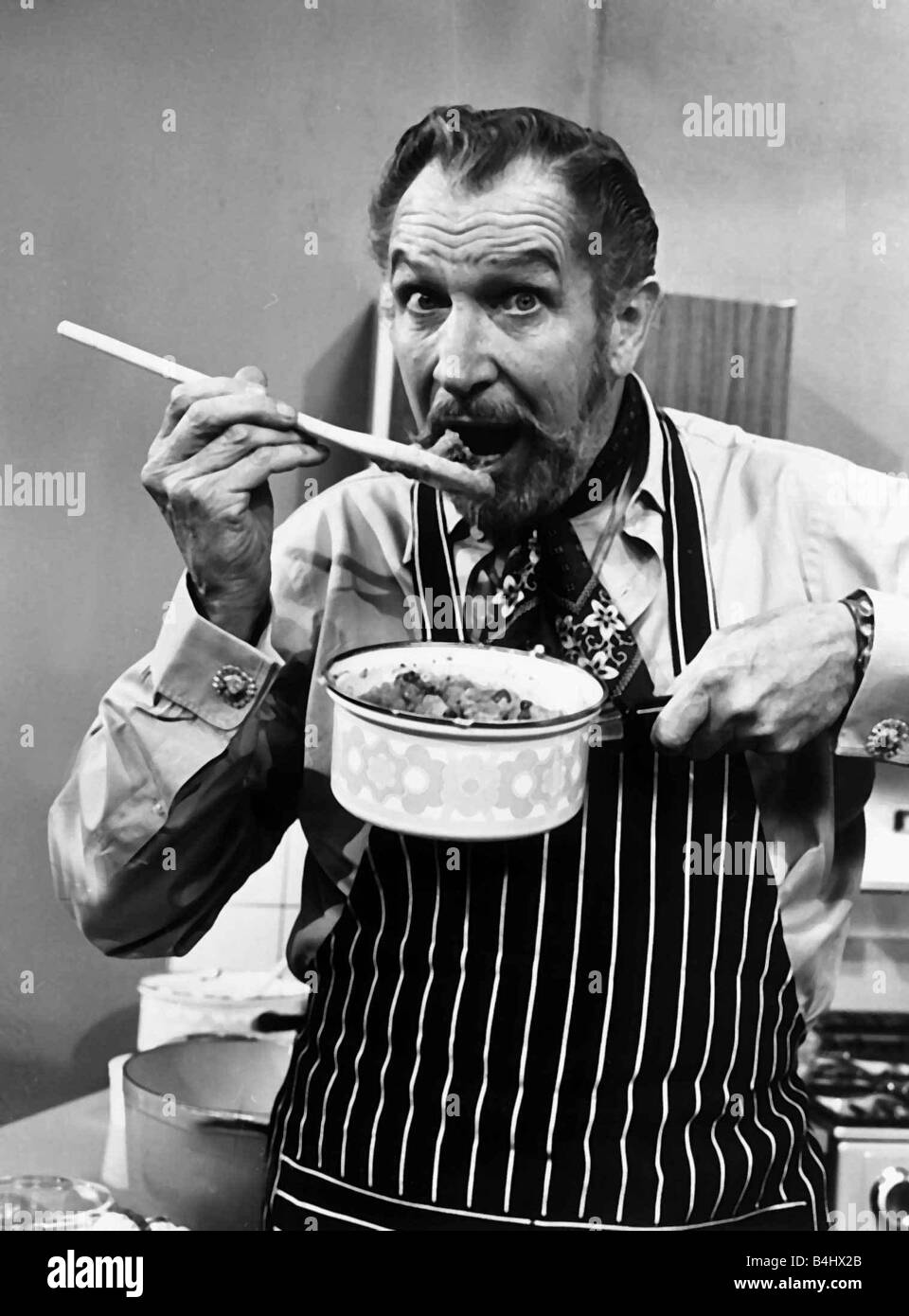 Vincent Price actor as television chef 1970 Stock Photo - Alamy