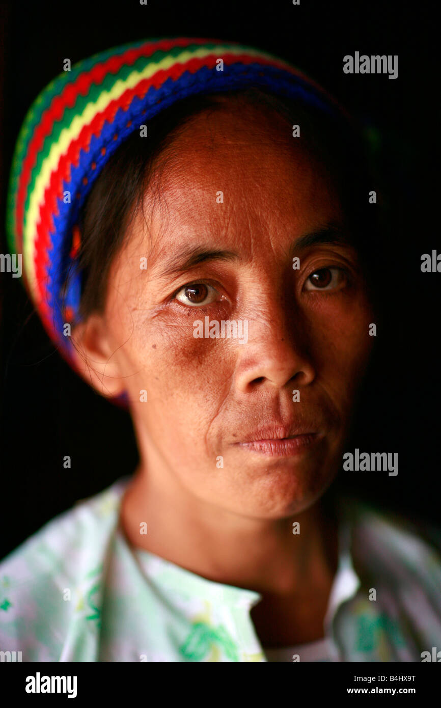 White Hmong tribeswoman at the village of Lung Dam, Ha Giang Province ...