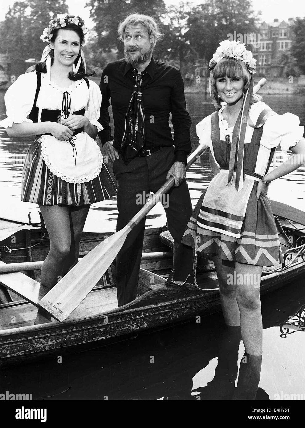 Donald Pleasance Actor on the river thames during filming with Tessa ...