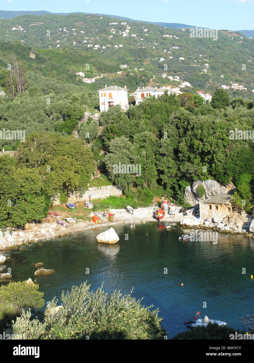 GREECE. The Pelion Peninsula. The village and harbour of Damouchari ...