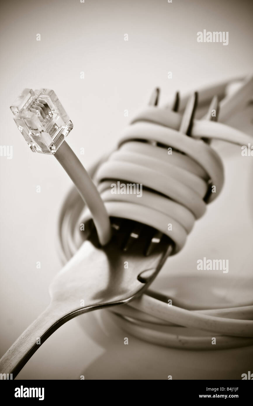 fork with electric cable Stock Photo - Alamy