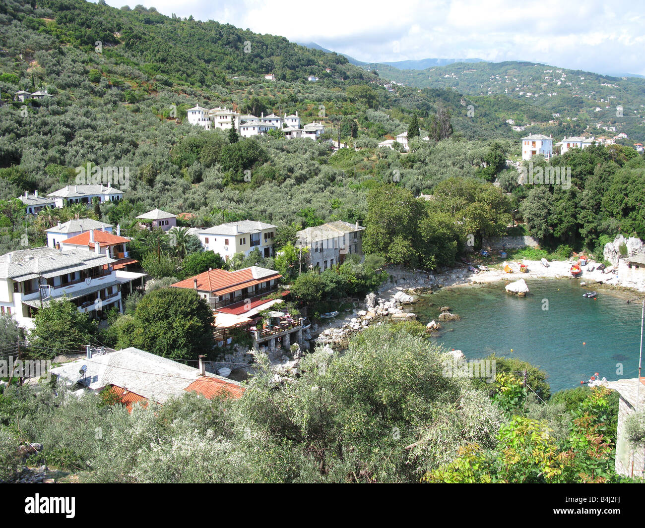 GREECE. The Pelion Peninsula. The village and harbour of Damouchari ...