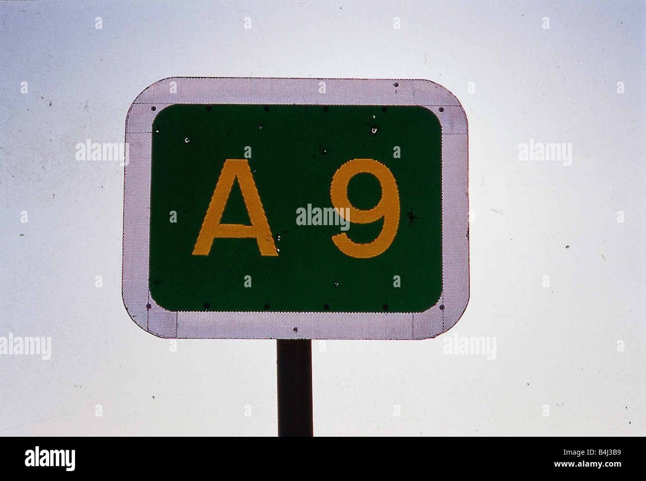 Roads A9 sign January 1990 Stock Photo - Alamy