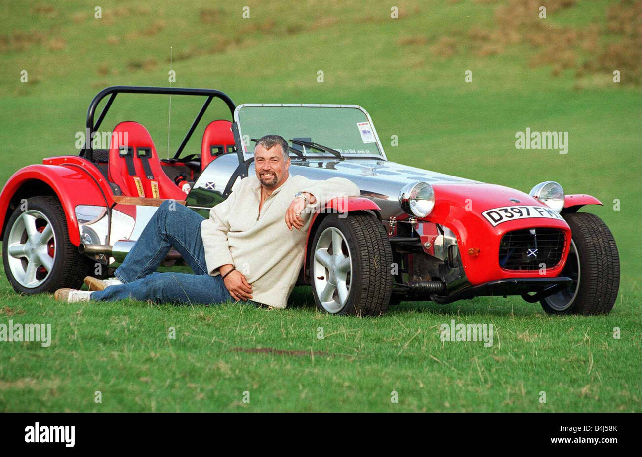 JIM THOMPSON WITH HIS LOTUS 7 KIT CAR SEPTEMBER 1997 SITTING AGAINST ...