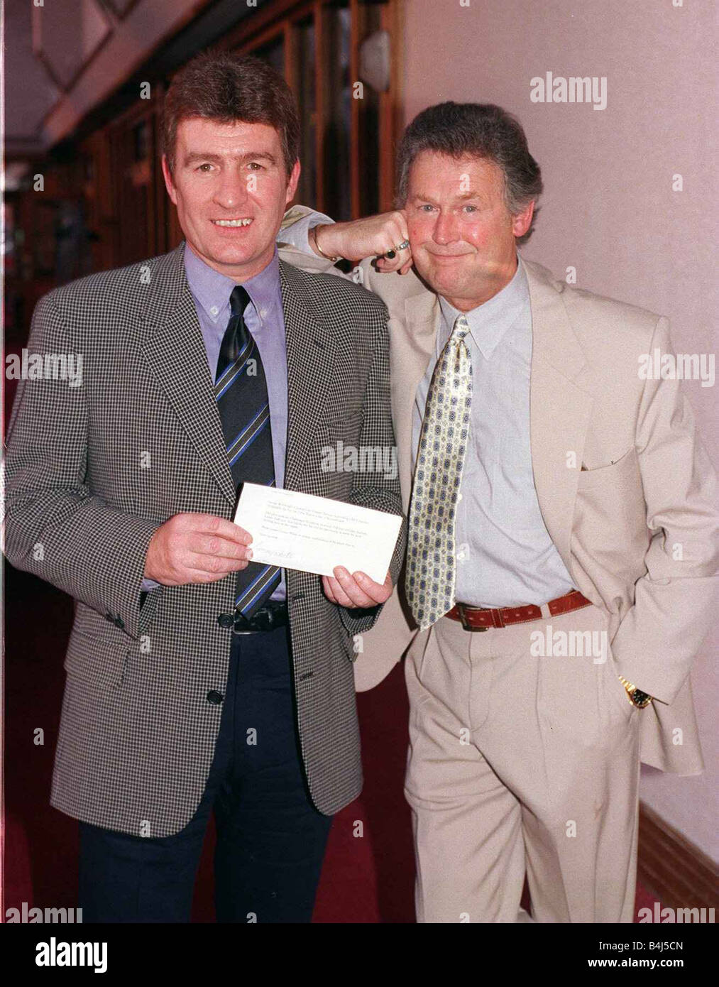 Sandy Jardine with Tony Roper actor December 1997 Former Rangers player ...
