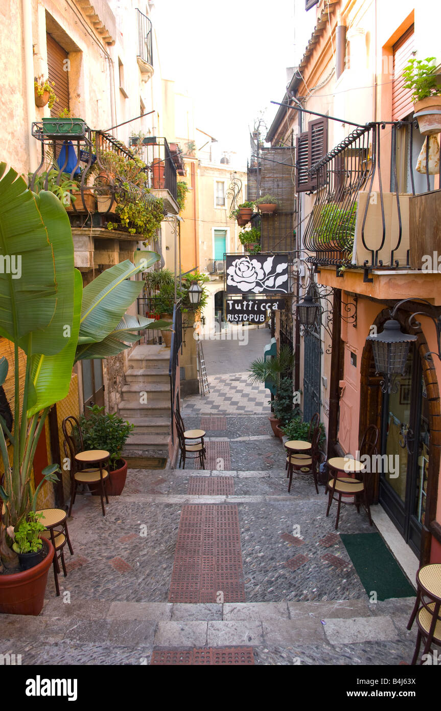 Street in Toarmina Stock Photo - Alamy