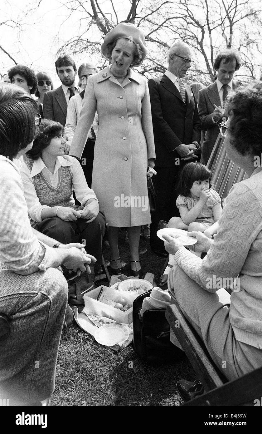 Margaret Thatcher April 1979 in Pankhurst Gardens Outside the houses of ...
