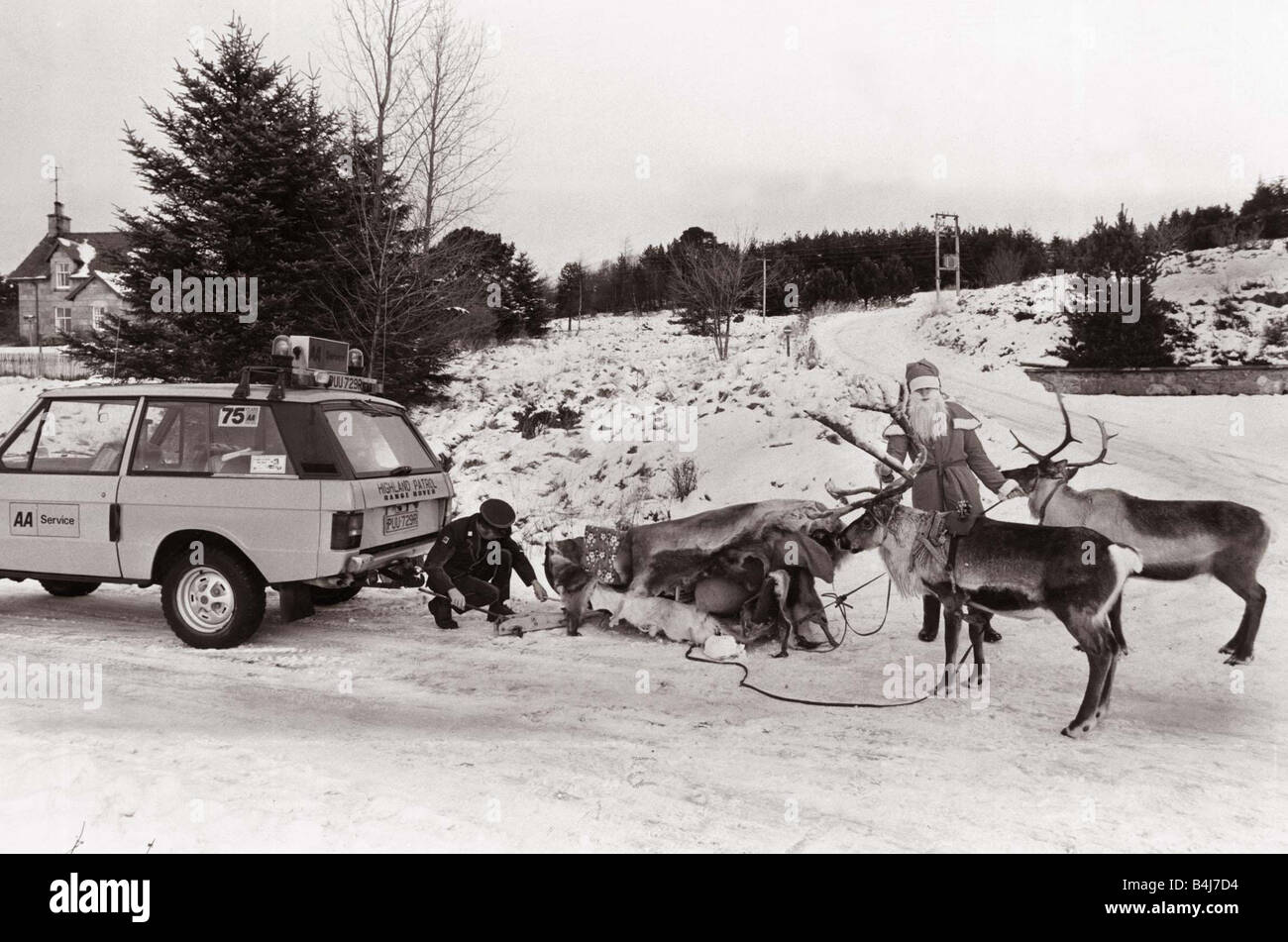 Santas Claus breaks down as his sleigh gets stuck his reindeers look on ...
