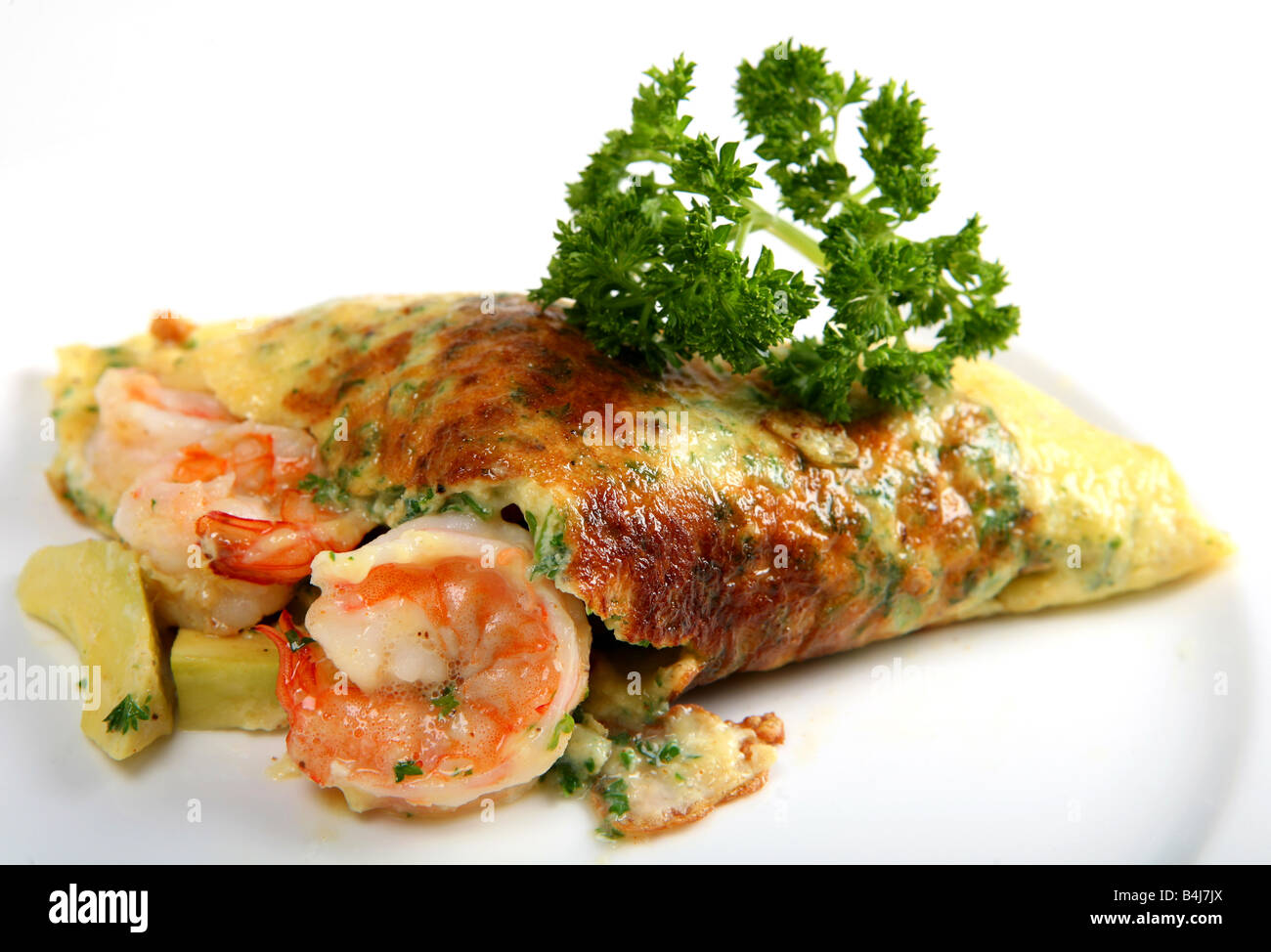 A California prawn omlette made using fresh parsley prawns and ...