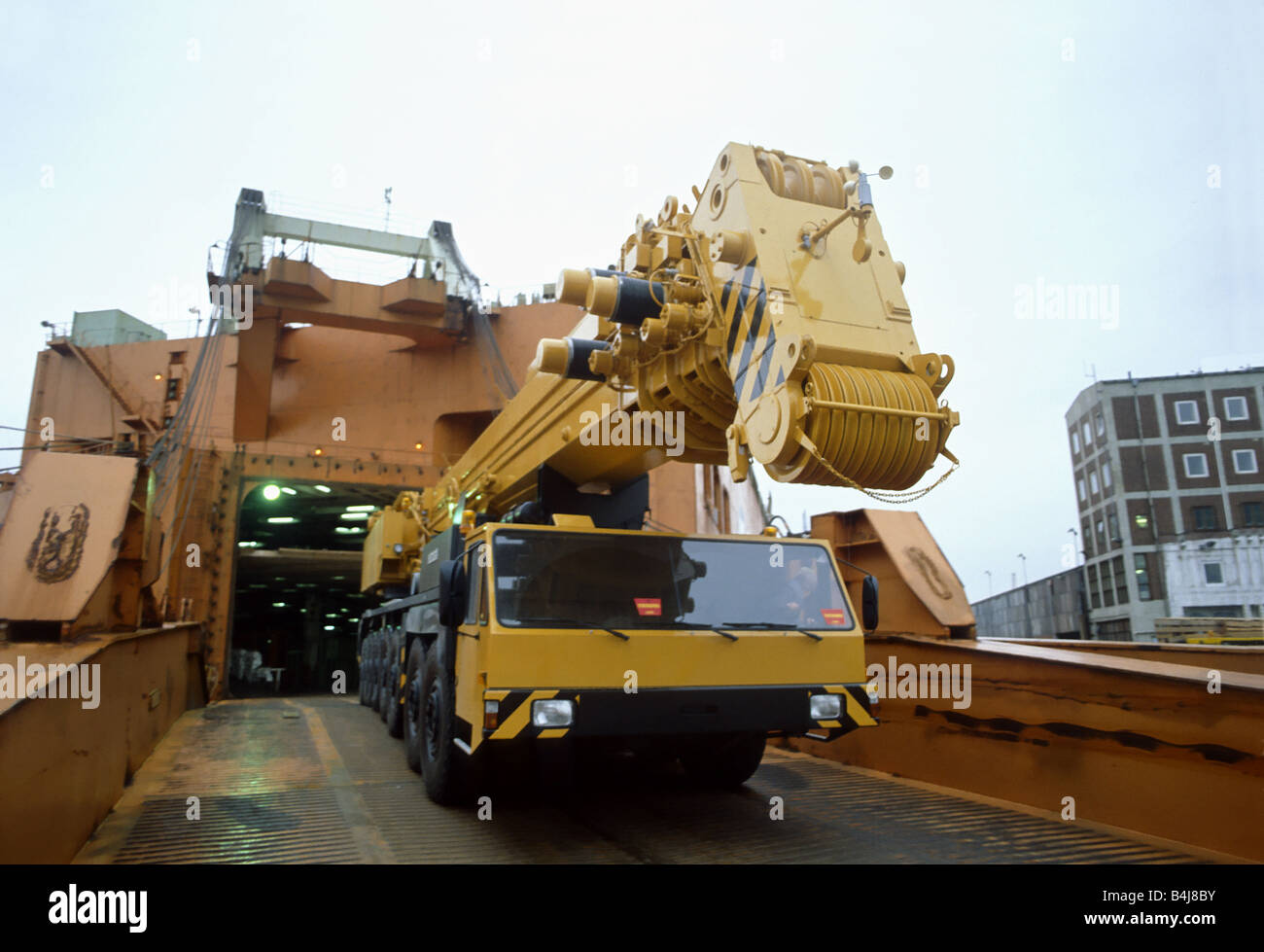Ro-Ro Loading of a mobile crane in the Port of Hamburg Stock Photo - Alamy