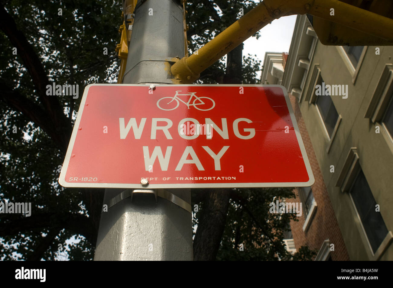 Wrong way sign on the new bikeway on Ninth Avenue in the NYC ...
