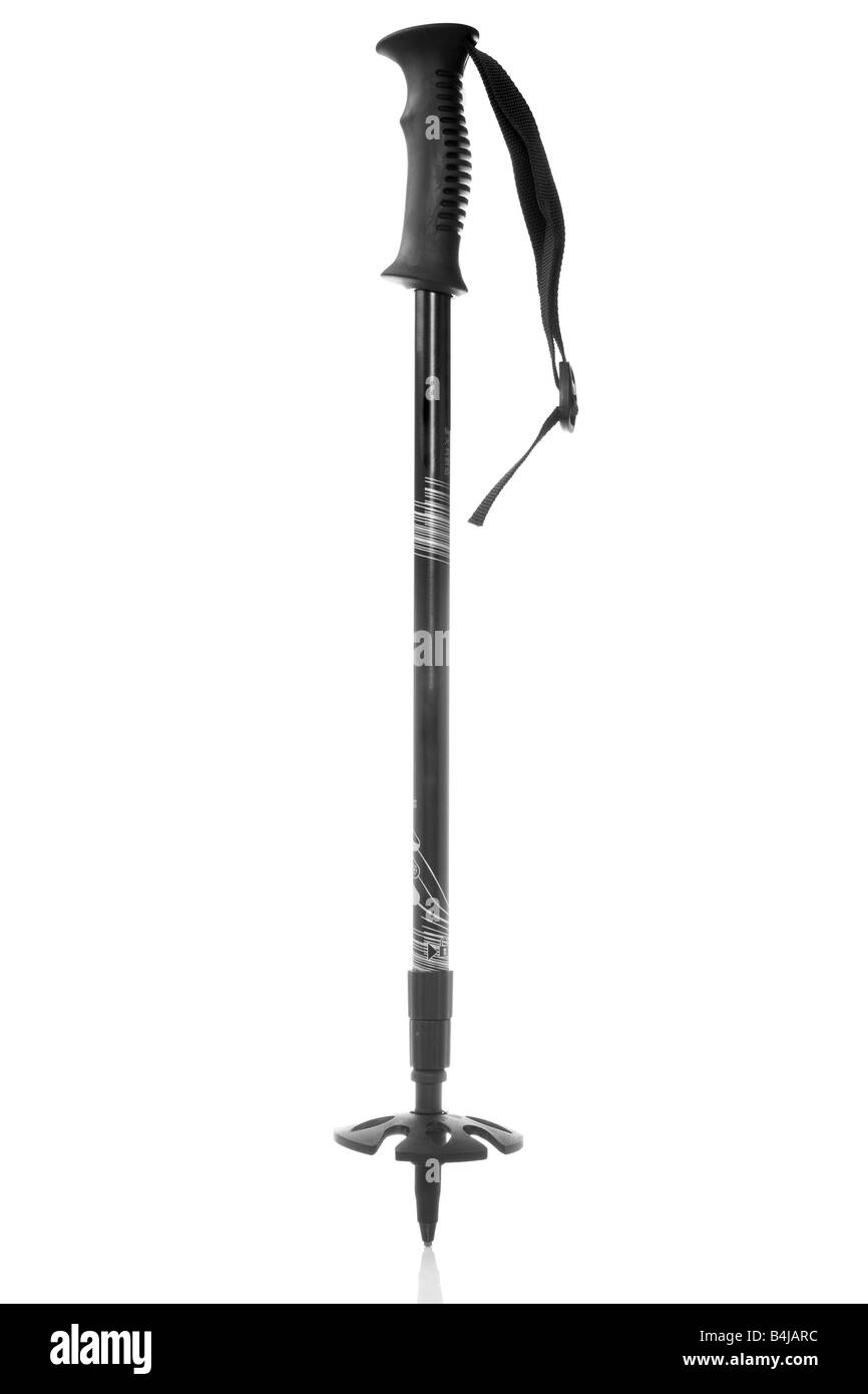 A hiking pole reflected on white background Stock Photo - Alamy