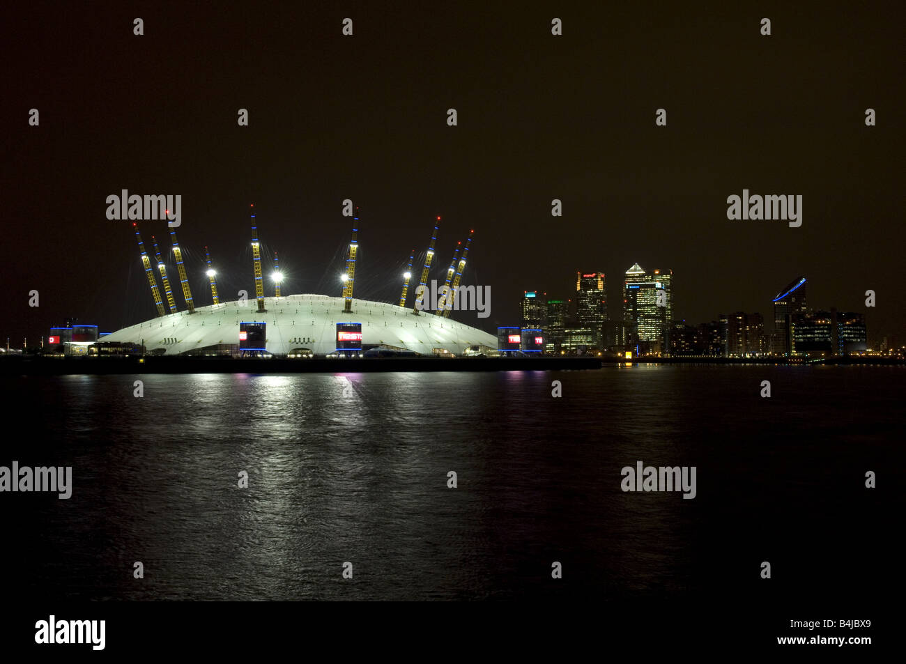 The O2 Arena, London at night from across the Thames Stock Photo - Alamy