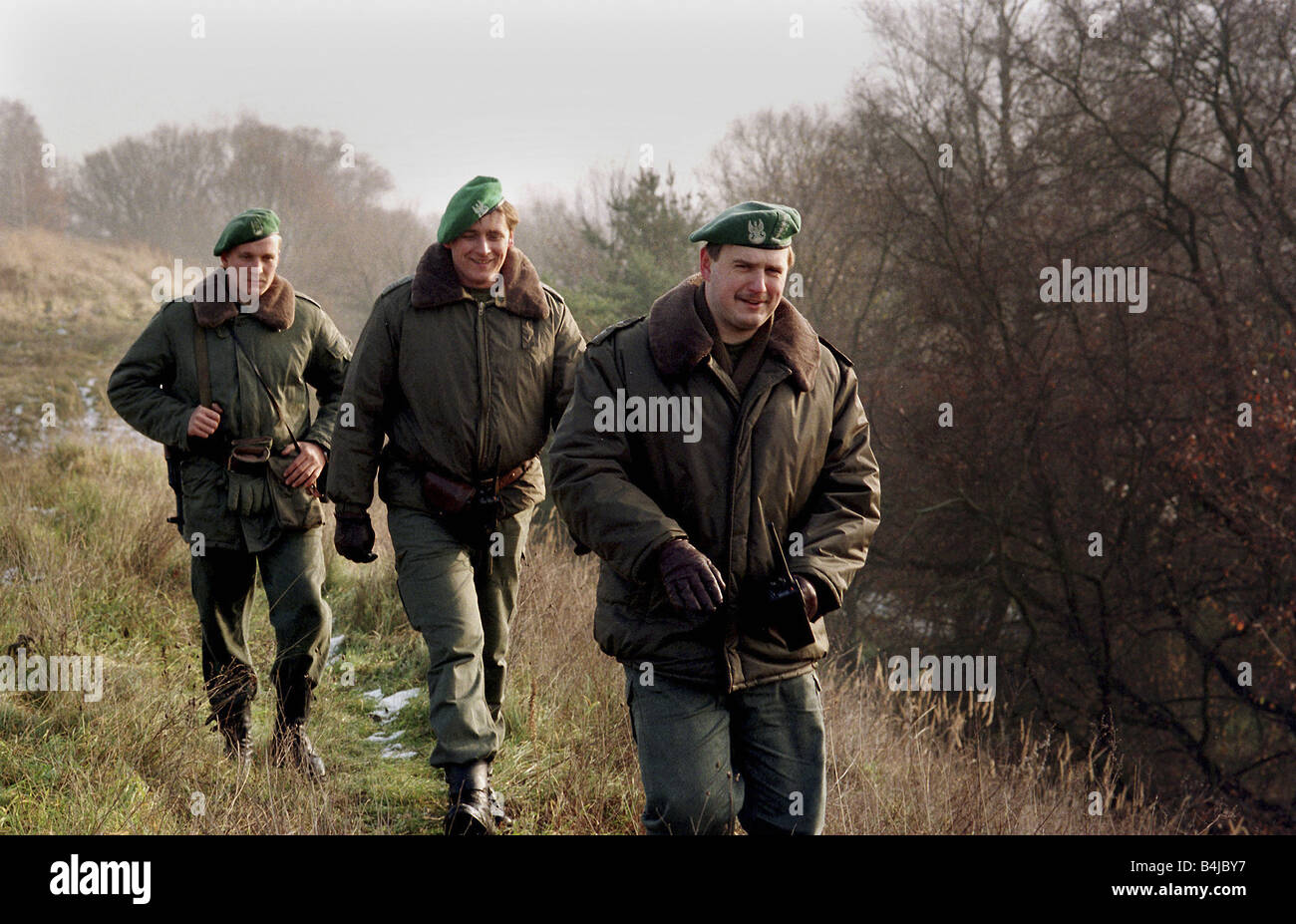 Polish border guard officers on patrol at the Polish-German border ...