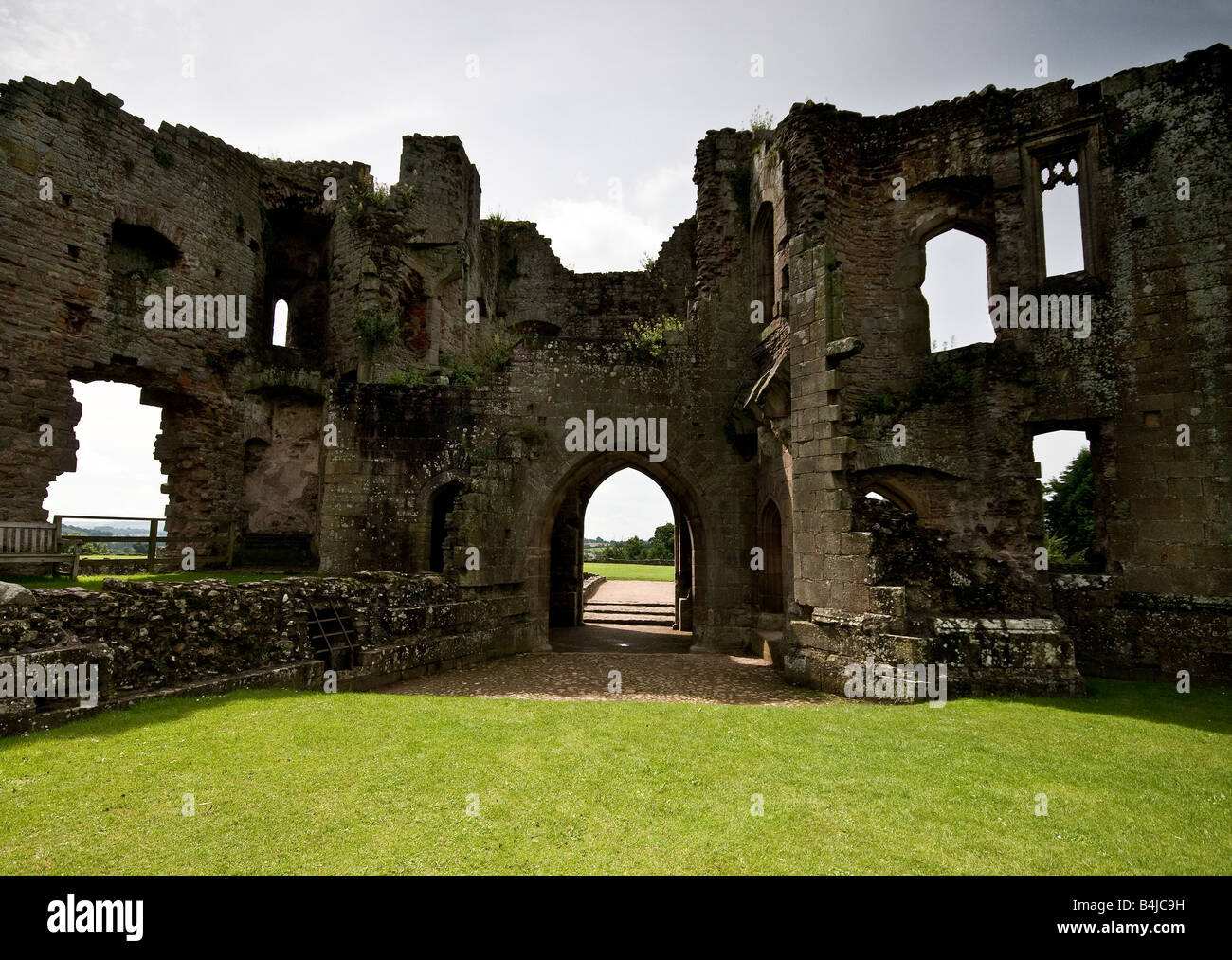 The ruins of Raglan Castle in Wales Stock Photo - Alamy